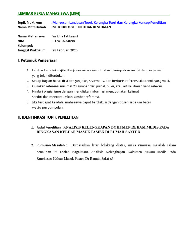 Lembar Kerja Mahasiswa.docx | PDF