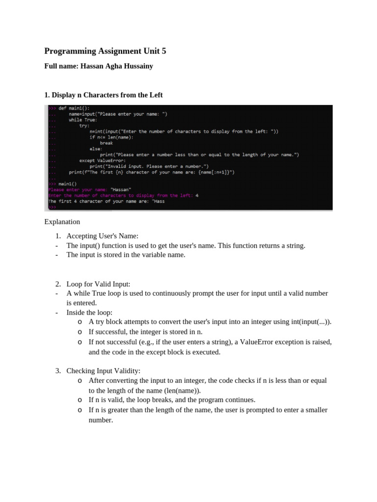 Programming Assignment Unit 5 | PDF | String (Computer Science ... Programming Assignment Unit 5 | PDF | String (Computer Science ...