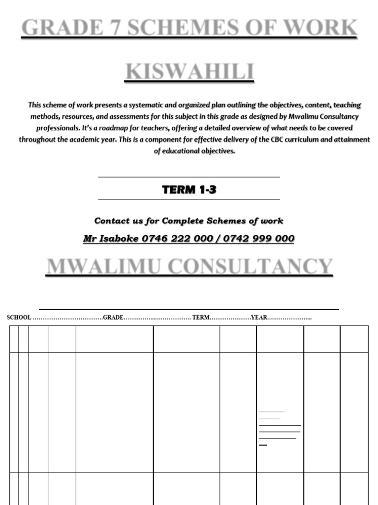 Grade 7 Kisw Sow t1-t3 Sp | PDF