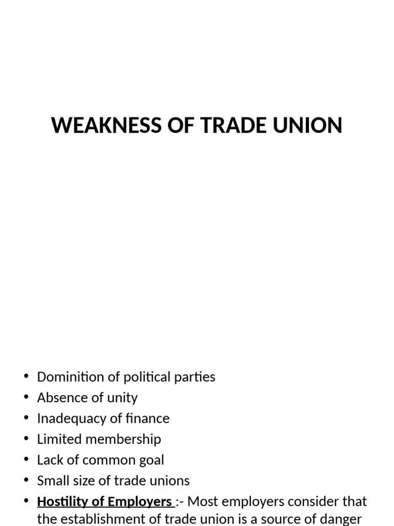 Weaknesses of Trade Unions Explained | PDF