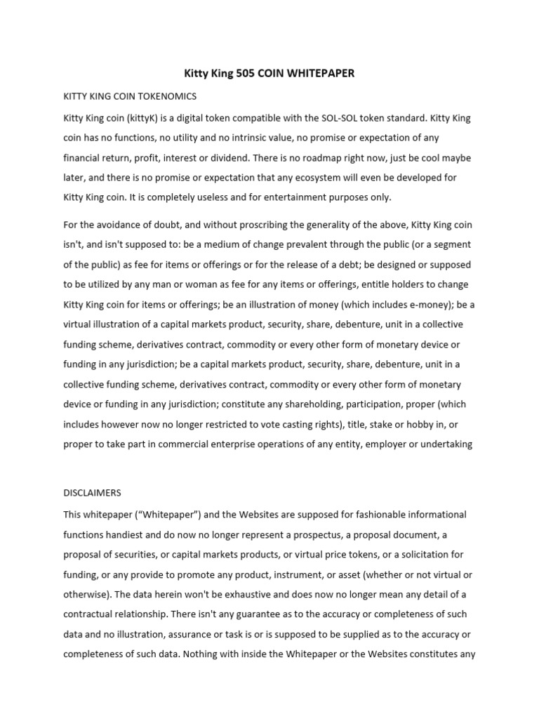 Kitty King Whitepaper (FINAL) | PDF | Money | Coins