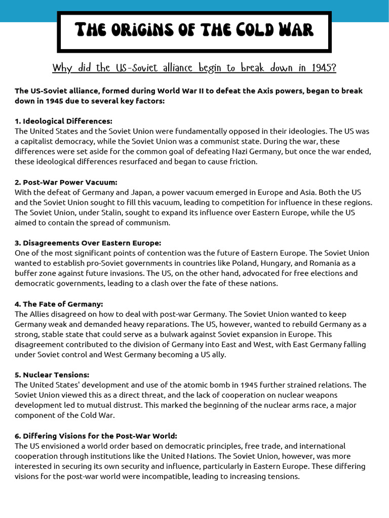 The Origins of The Cold War Paper 2 | PDF | Containment | Cold War