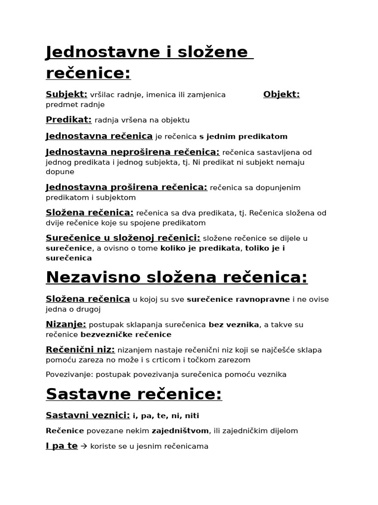 Jednostavne I Složene Rečenice | PDF