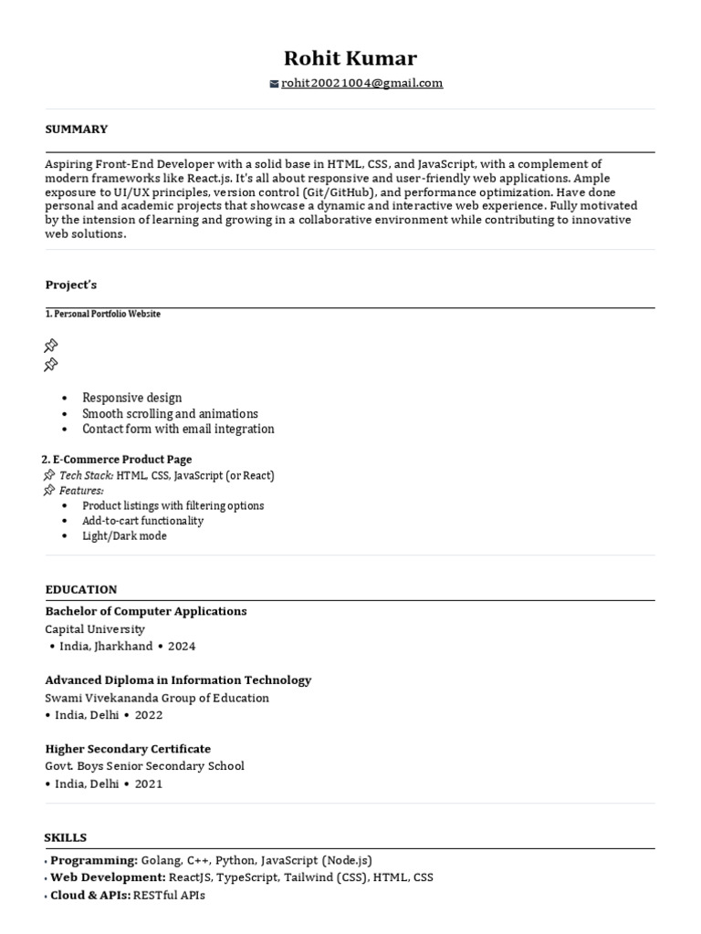 Rohit CV | PDF