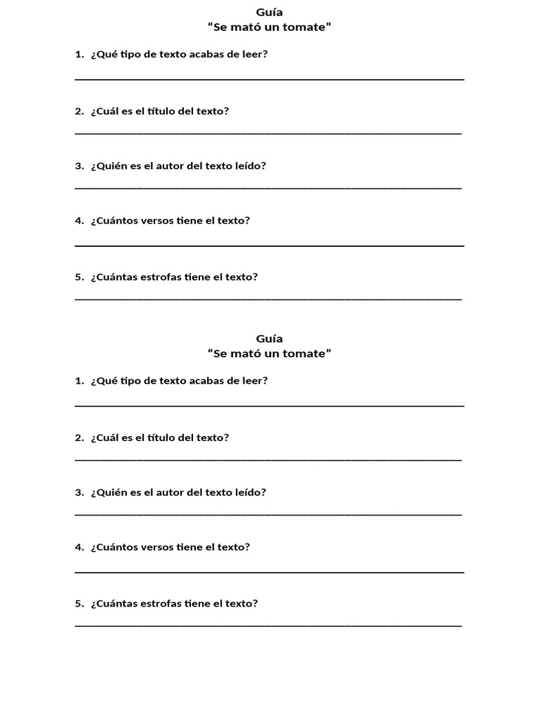 Guía Se Mato Un Tomate 3° | PDF
