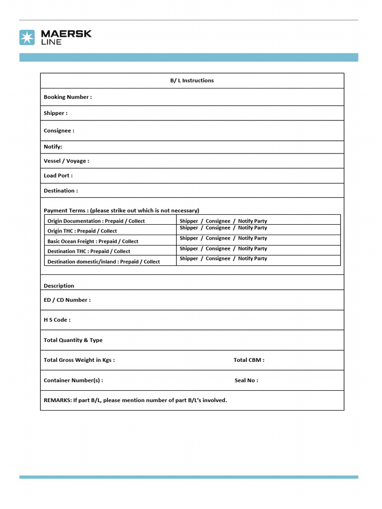 BL Instruction Form | PDF