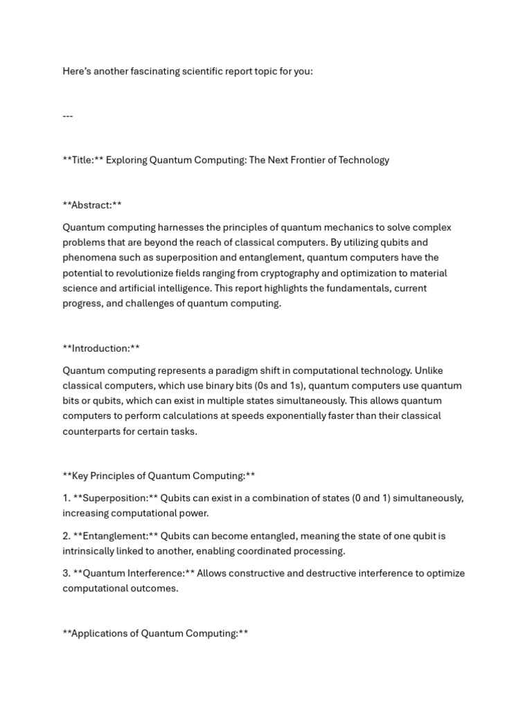 Quantum Computing: Revolutionizing Technology | PDF | Quantum Computing | Theoretical Computer ...