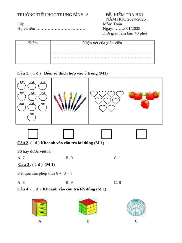 ĐỀ TOÁN CK1 2025 (1) | PDF
