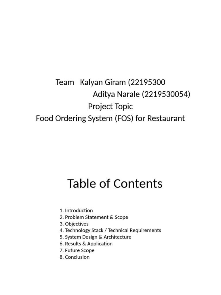 Food Ordering System Presentation Updated | PDF | Databases | Restaurants