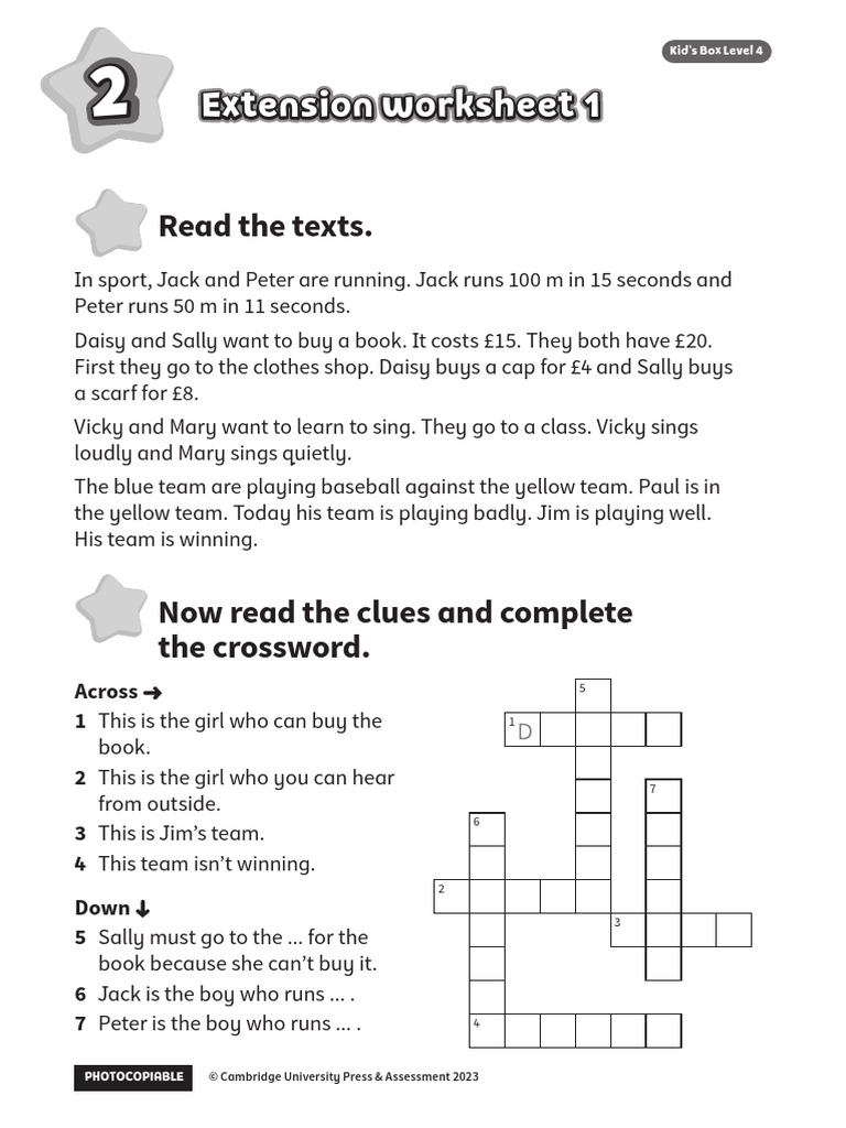 KidsBox_Level4_Unit2_Extension_worksheet_1 | PDF
