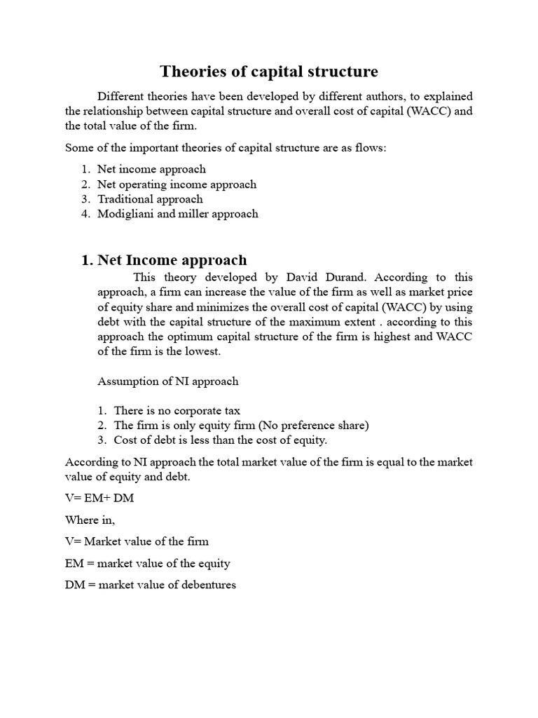 Theories of Capital Structure Questions | PDF | Cost Of Capital ...