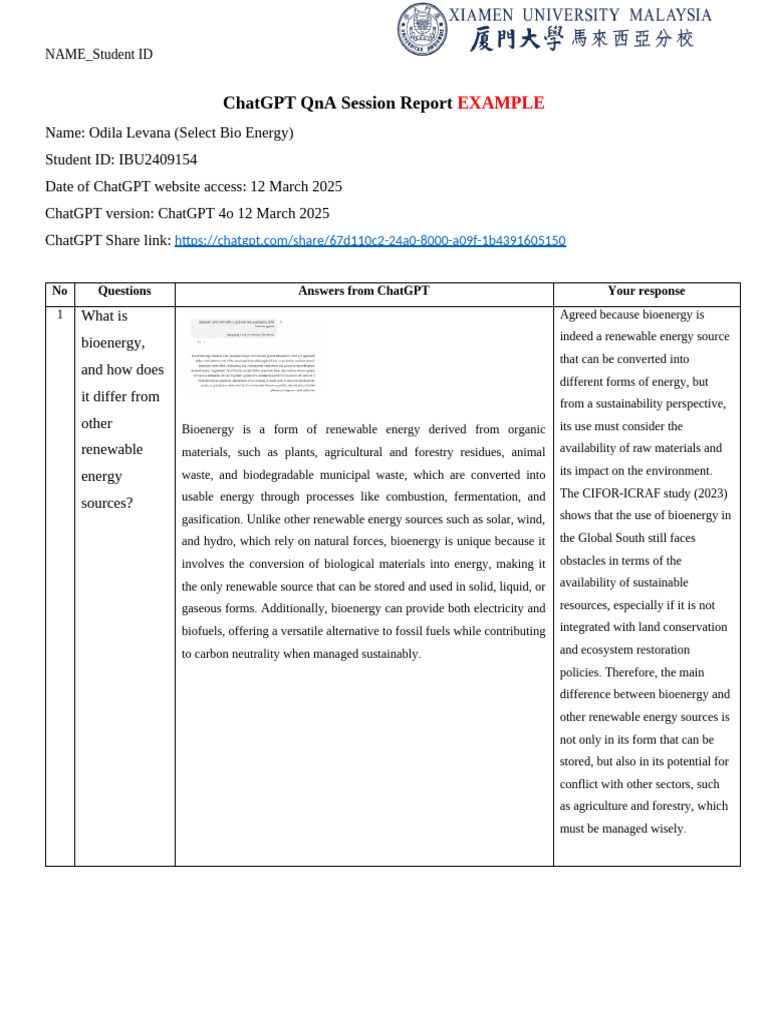 Odila G0364_ Example_ Assignment 1 ChatGPT Report - Copy[1] | PDF | Biofuel | Bioenergy