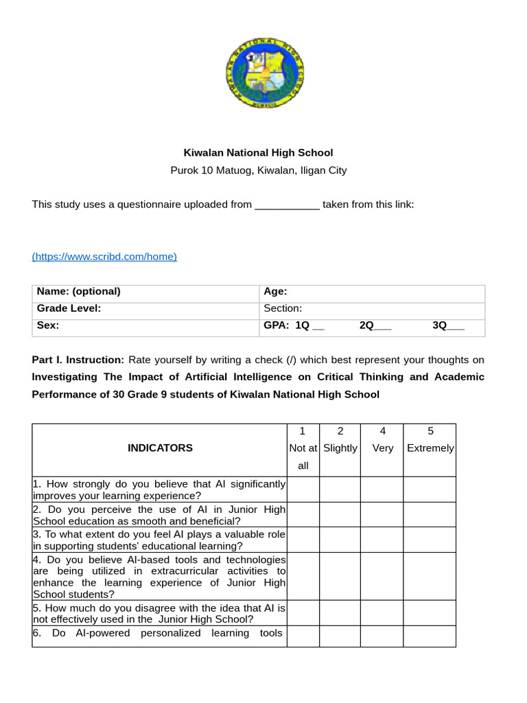 Final Questionnaire | PDF | Artificial Intelligence | Intelligence (AI ...