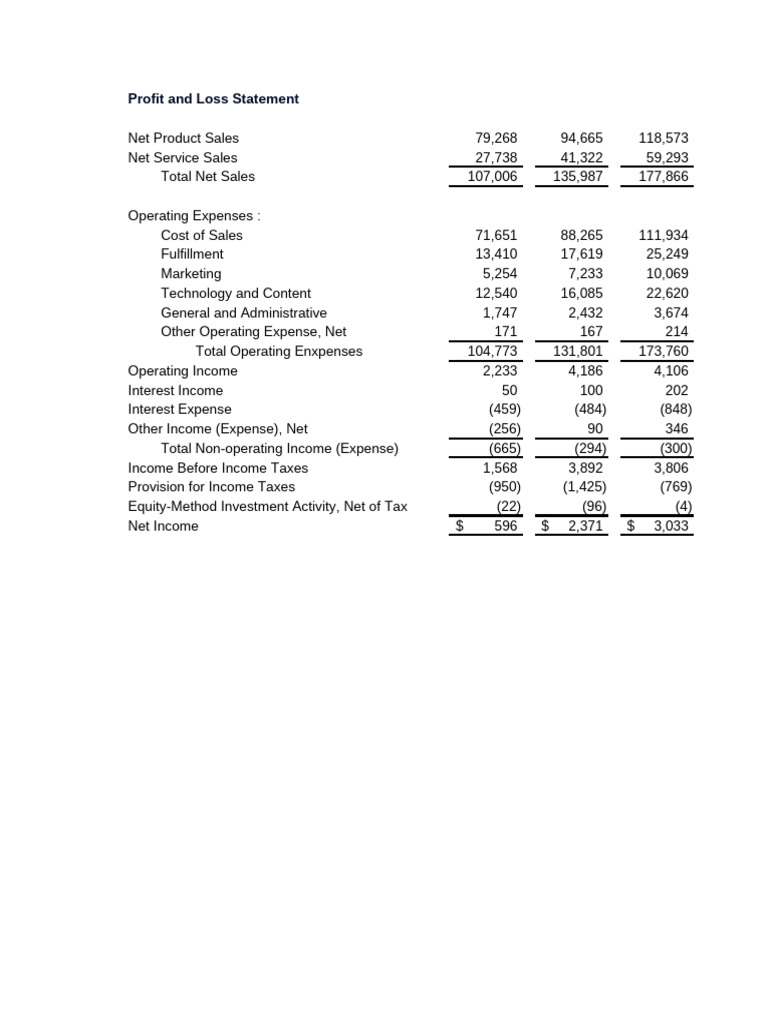 Profit and Loss Statement | PDF