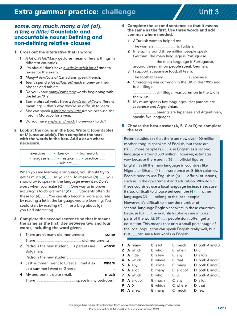 Level3 U3 Extra Grammar Practice Reinforcement | PDF | English Language | Japanese Language