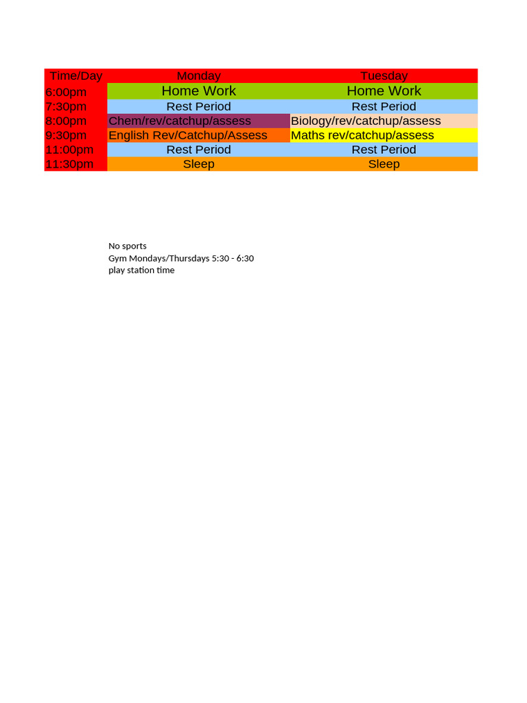Sample Study Plan | PDF