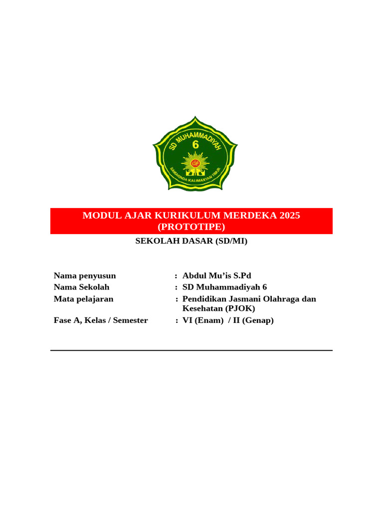 MODUL AJAR PJOK 5 BAB 6 (Aktifitas Senam) | PDF