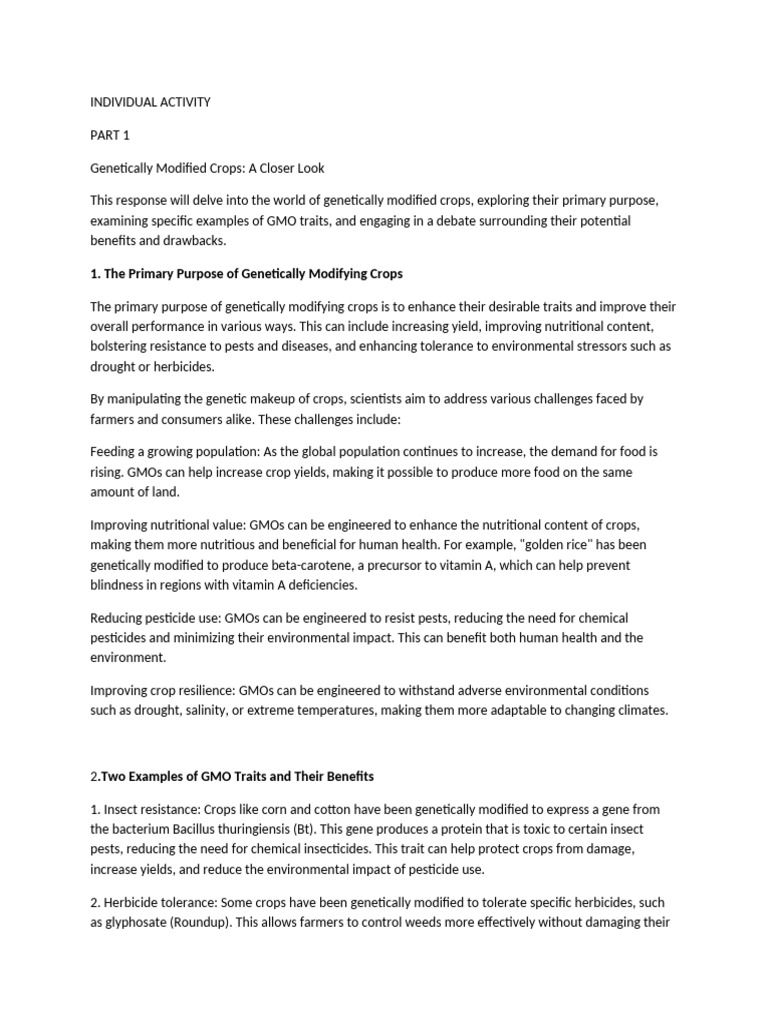 Benitez - Moises Activity STS | PDF | Genetically Modified Organism | Agriculture