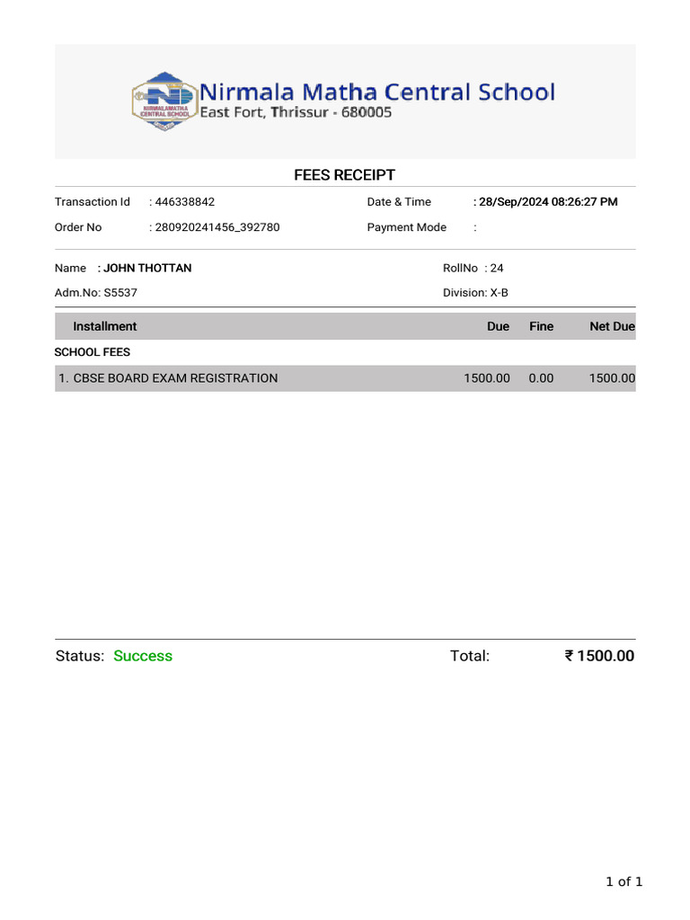 Fees Receipt Fees Receipt | PDF