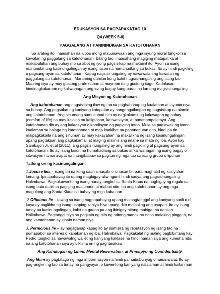 Q4-ESP10-PAGGALANG-SA-KATOTOHANAN (2) | PDF