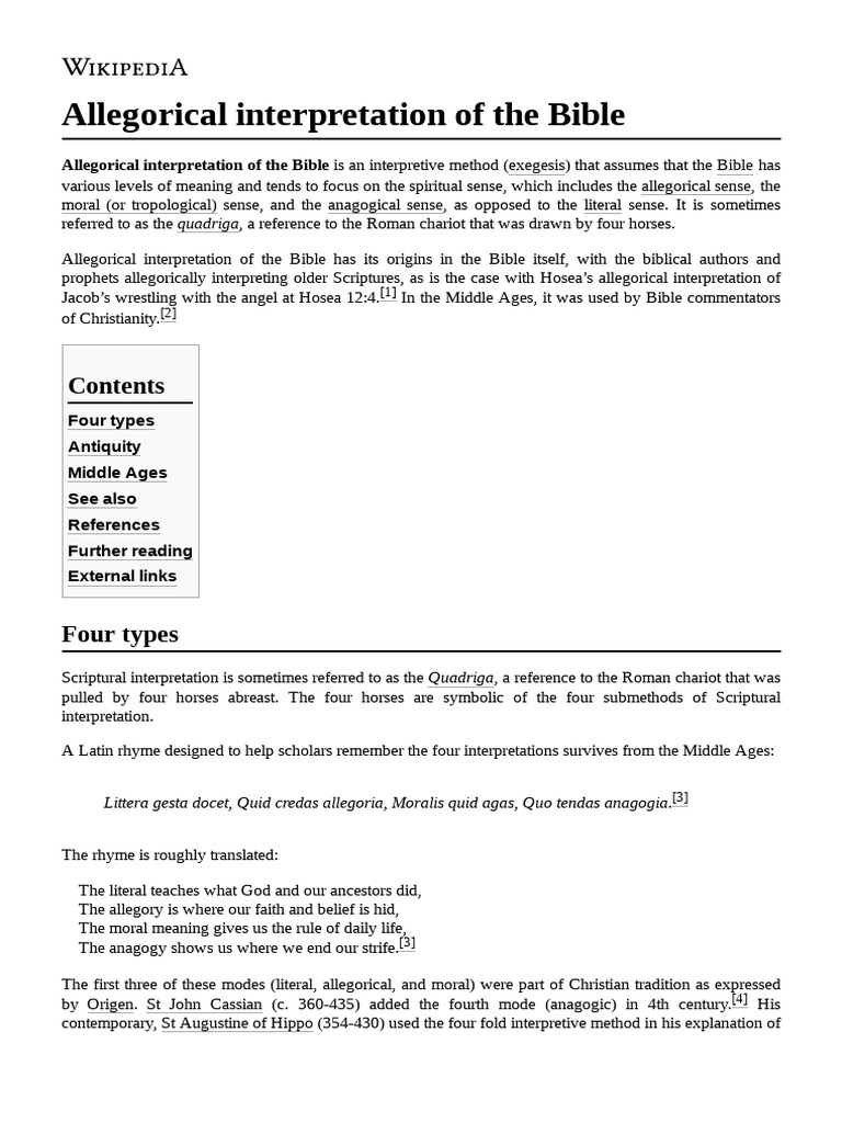 Allegorical Interpretation of The Bible | PDF | Religious Belief And ...