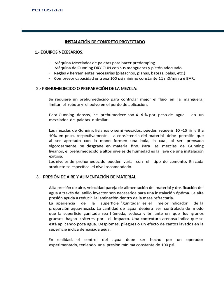 Guía de Instalación de Concreto Proyectado | PDF | Hormigón ...