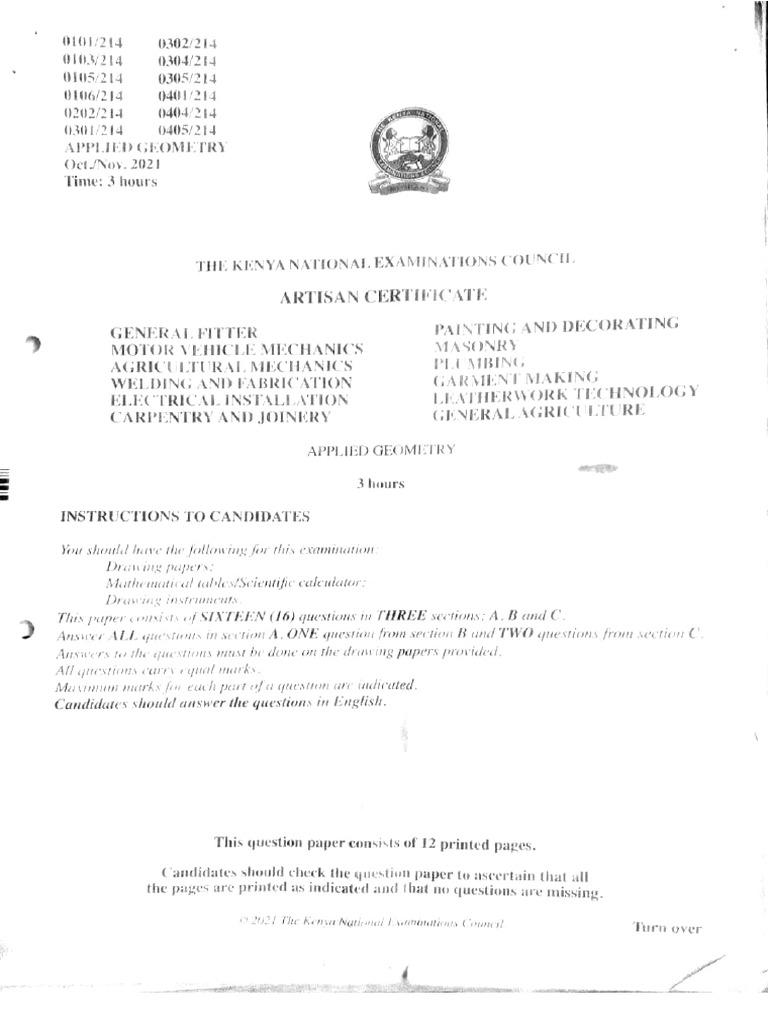 Engineering Drawing Past Papers | PDF