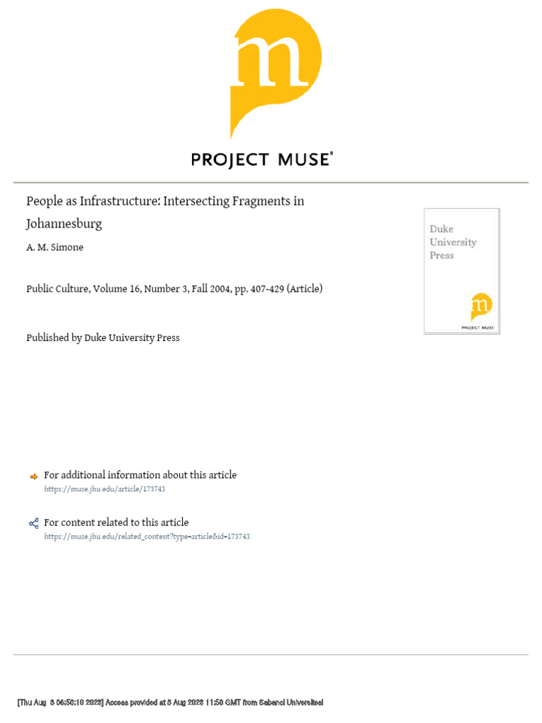 People As Infrastructure Intersecting Fragments in Johannesburg | PDF ...