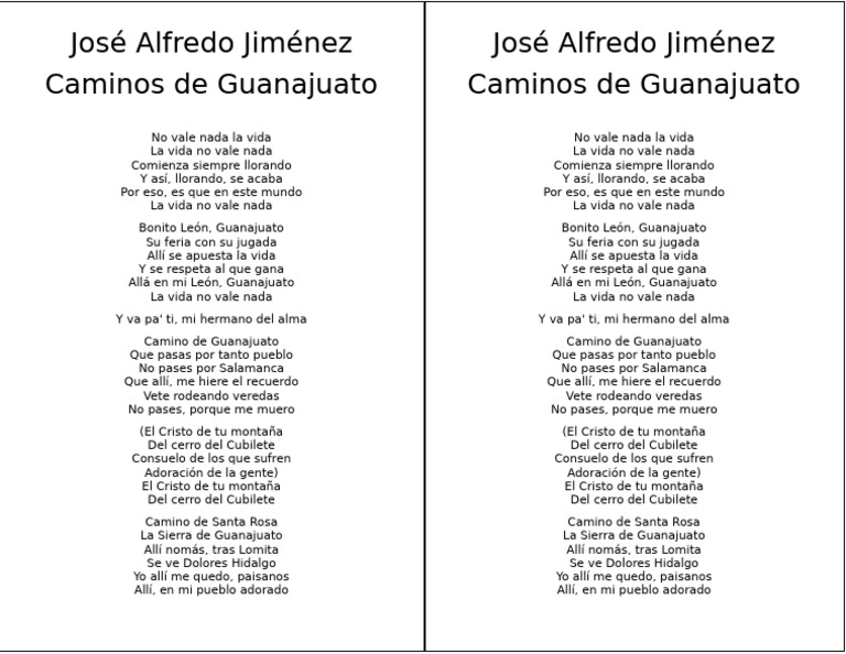 Caminos de Guanajuato: José Alfredo Jiménez | PDF