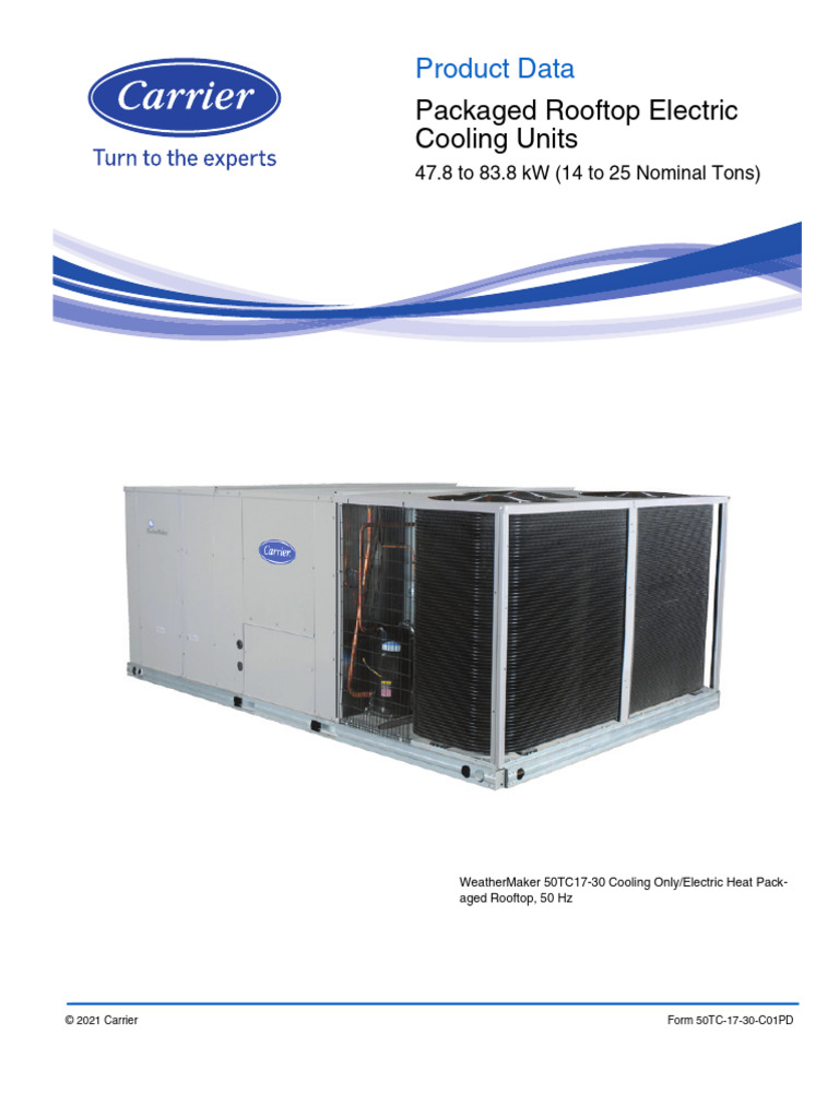 Carrier WeatherMaker 50TC Rooftop Unit | PDF | Thermostat | Equipment
