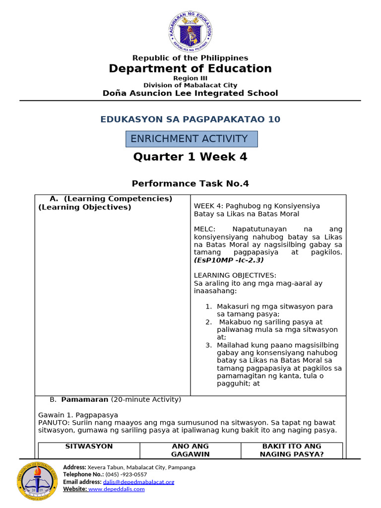 ESP10 Enrichment-Activity Q1W4 | PDF