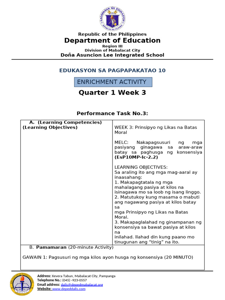 ESP10 Enrichment-Activity Q1W3 | PDF