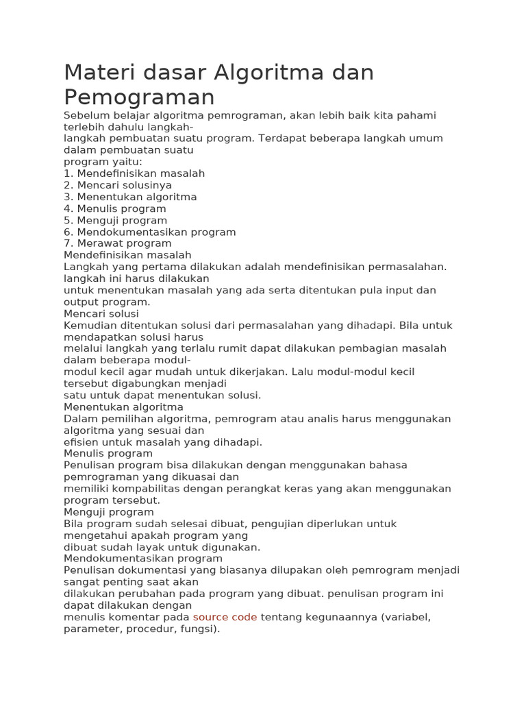 Langkah Dasar dalam Algoritma Pemrograman | PDF