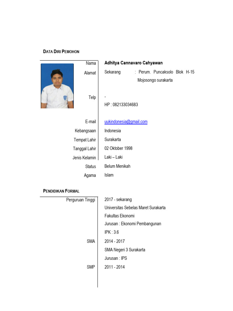 CV - Adhitya Cannavaro Cahyawan | PDF