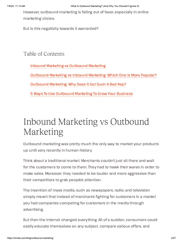 3 What Is Outbound Marketing - (And Why You Shouldn't Ignore It) | PDF ...