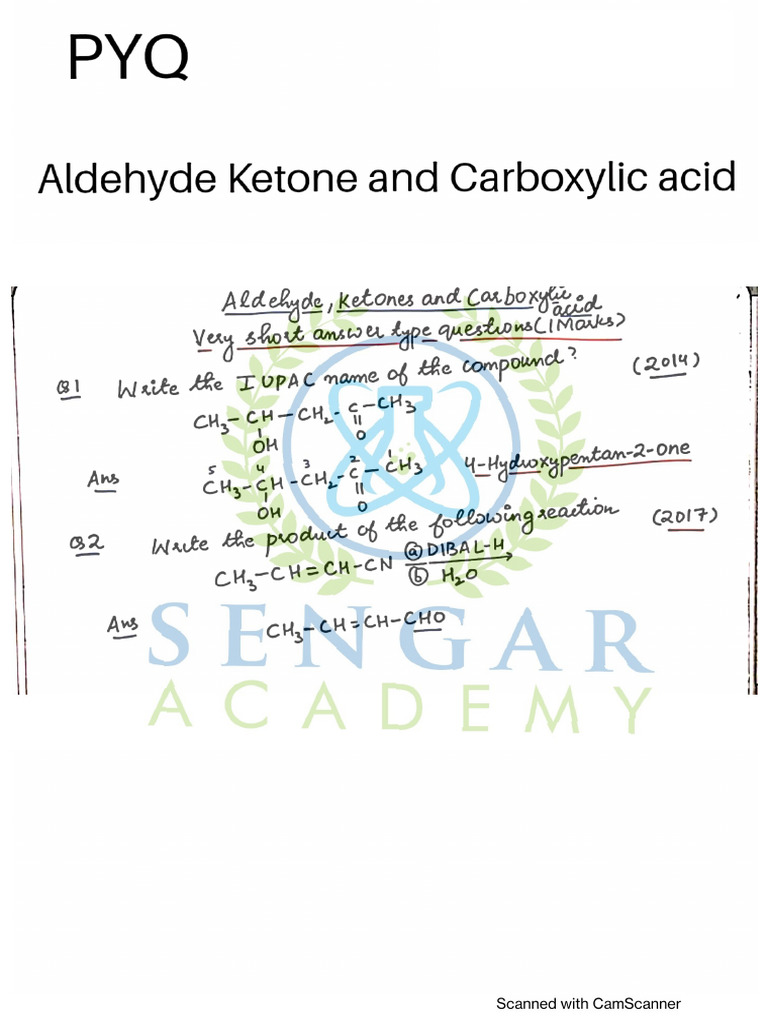 Aldehyde Pyq | PDF
