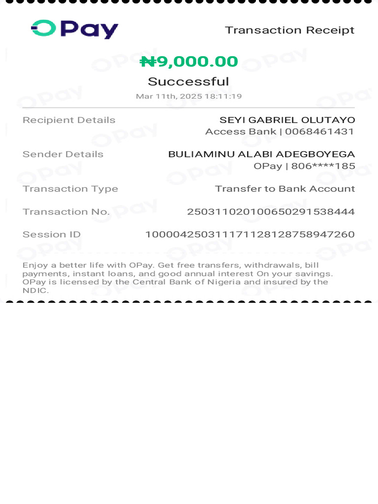 BSN Online Transfer Receipt | PDF