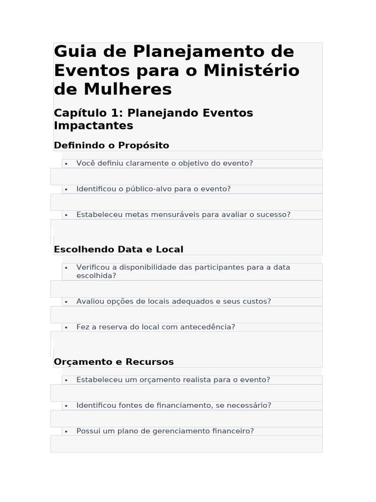 Questionario Check List para Eventos | PDF