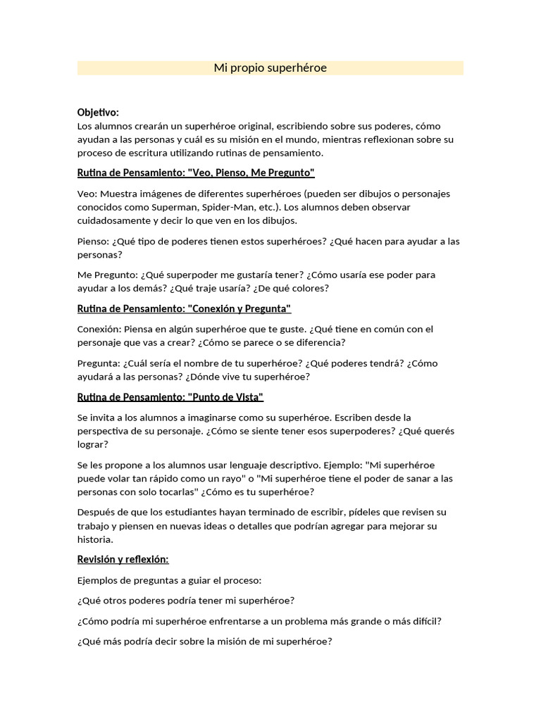 Crea tu propio superhéroe con visión | PDF | Superhéroes | Pensamiento