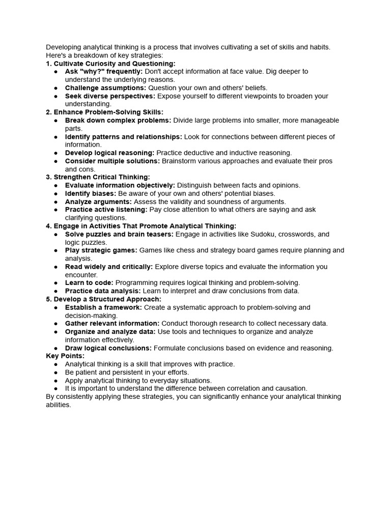 How To Develop Analytical Thinking | PDF | Thought | Critical Thinking