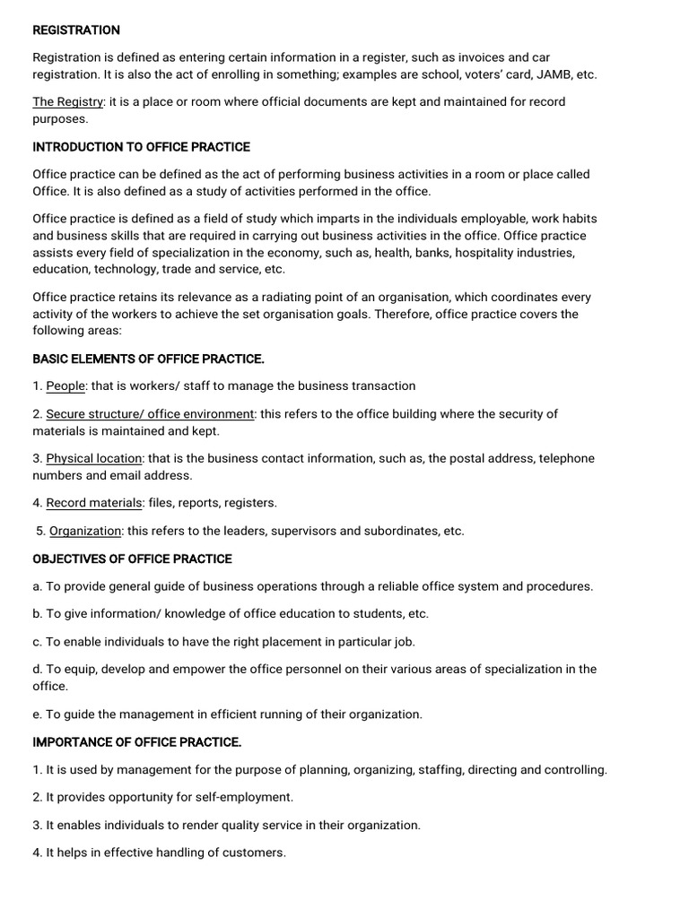 Introduction to Office Practice | PDF