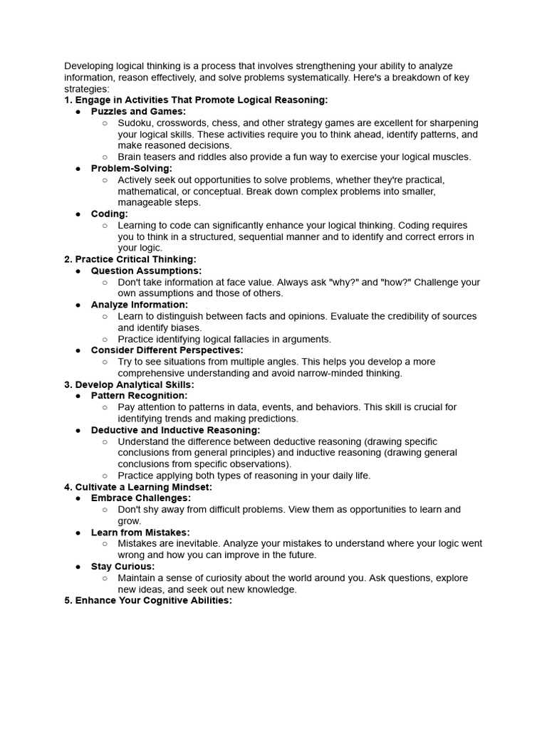 How To Develop Logical Thinking | PDF | Thought | Critical Thinking