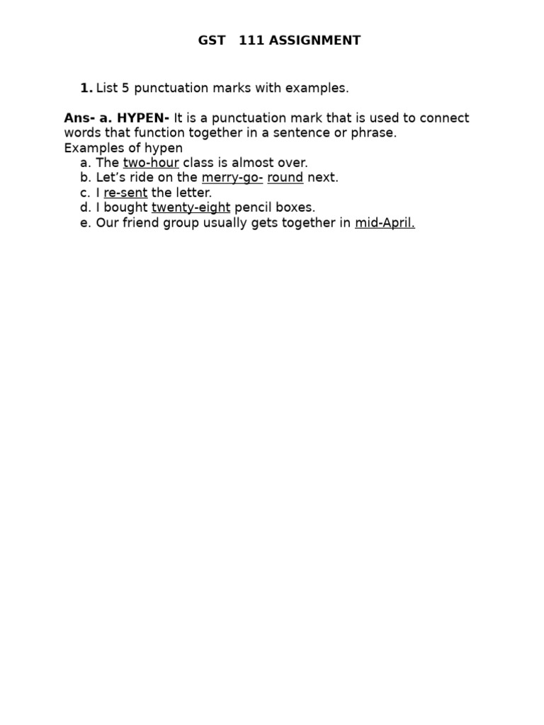 Five Punctuation Marks Explained | PDF