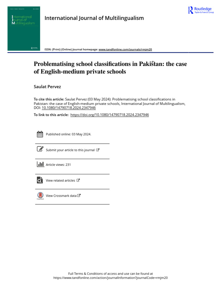 Problematising school classifications in Pakistan the case of English ...