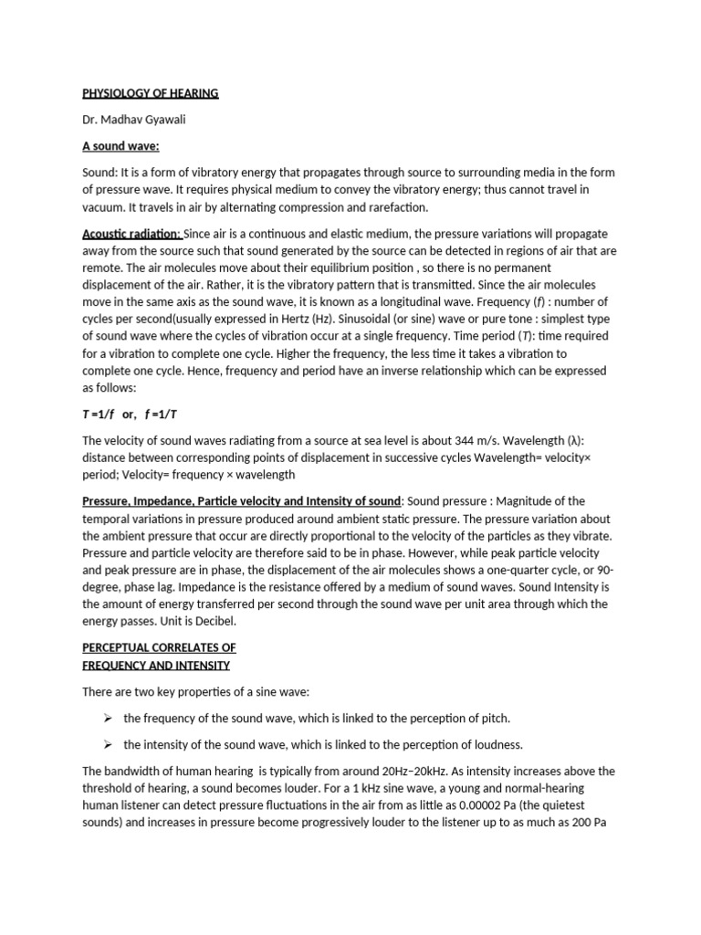 Physiology of Hearing and Equilibrium | PDF | Vestibular System | Sound