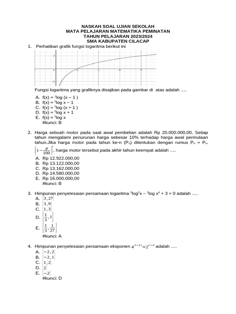 Psaj Matematika Minat - 2023-2024 Sma 1 | PDF