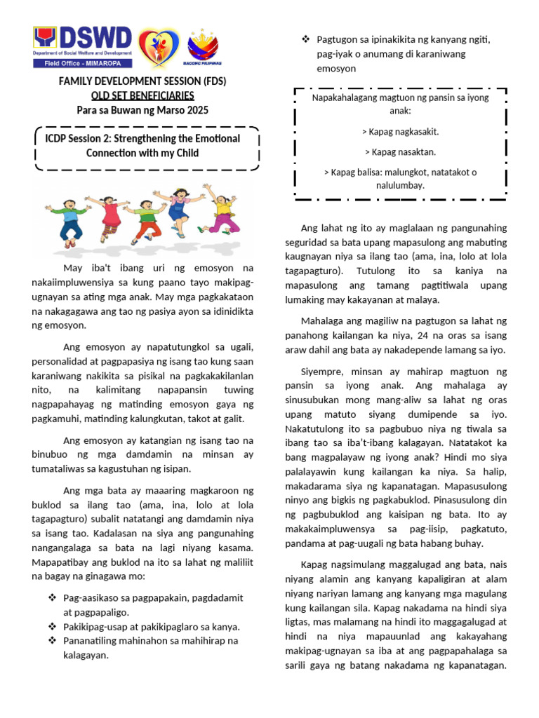 Strengthening The Emotional Connection With My Child-Old Set Benes | PDF