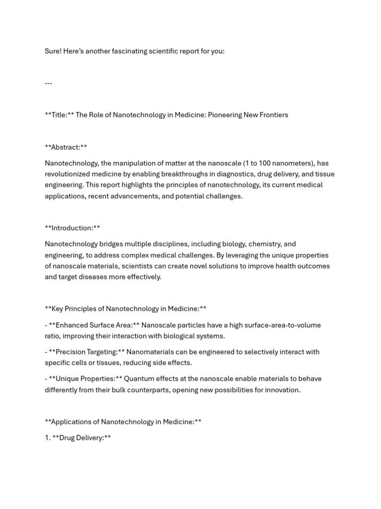 Pioneering New Frontiers | PDF | Nanotechnology | Nanomedicine