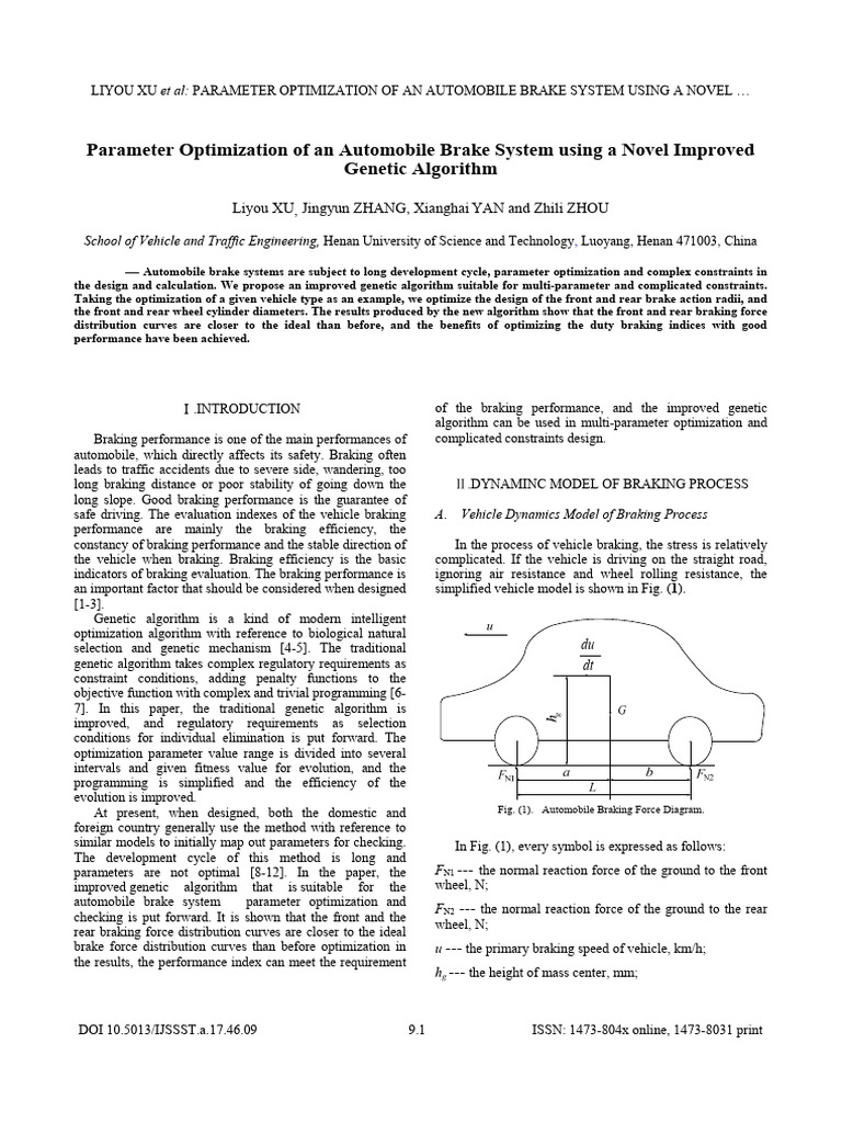 Parameter Optimization of An Automobile Brake System Using A Novel ...