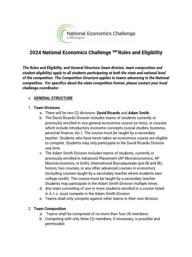 2024 NEC Rules and Eligibility | PDF